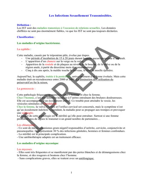 Les Infections Sexuellement Transmissibles