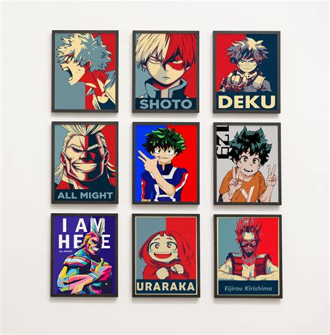 My Hero Academia Poster Set Of 9 Printable Anime Poster Anime T
