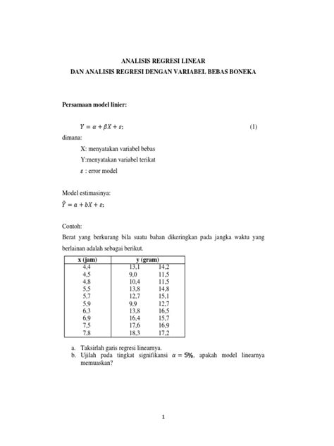 Analisis Regresi Linear Dan Variabel Bebas Dummy Pdf