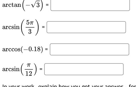 Solved Arctan 32 Arcsin 5π3 Arccos 0 18 Arcsin π12