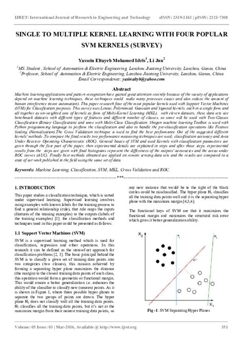 Pdf Single To Multiple Kernel Learning With Four Popular Svm Kernels Survey