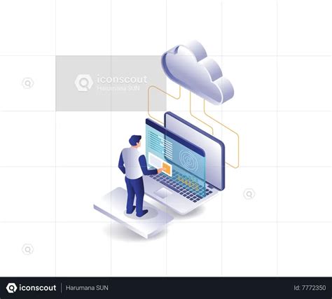Best Man Analyzing Cloud Server Data Illustration Download In Png