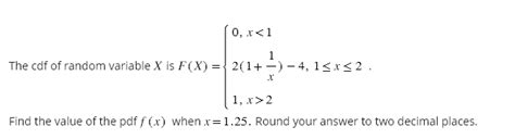 Solved The Cdf Of Random Variable X Is Chegg