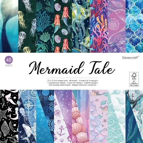 Desecraft 48 Sheets 12x12 Scrapbooking Cardstock Decorative Paper Pack