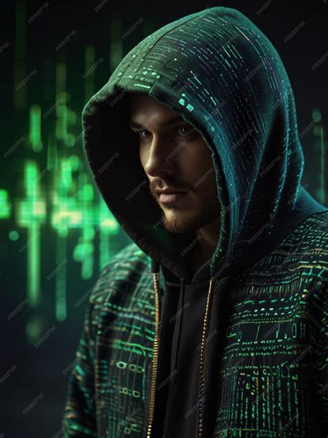 Cyber Security Hacker With Binary Background Premium Ai Generated Image