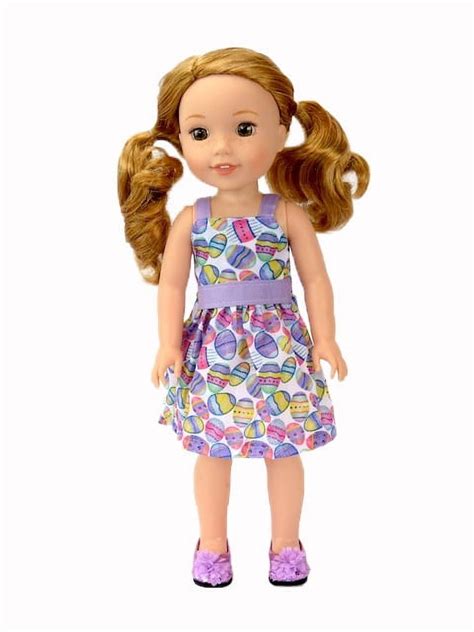 Lavender Easter Eggs Dress Compatible With 14 Inch Wellie Wisher Dolls 14 Inch Doll Clothing