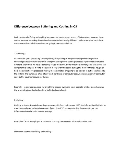 Difference Between Buffering And Caching In OS St Lets See What Each These Term Means That