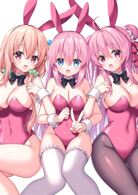 Rule 34 3girls Blue Eyes Blush Bocchi The Rock Brown Hair Bunny Girl