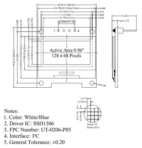 Whiteblue 096 Inch Oled Iic Serial Display Module 128x64 Kunkune