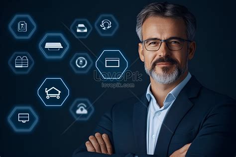 디지털 비즈니스 활동 아이콘을 가진 사업가 배경 사진 및 창의적인 일러스트 무료 다운로드 Lovepik