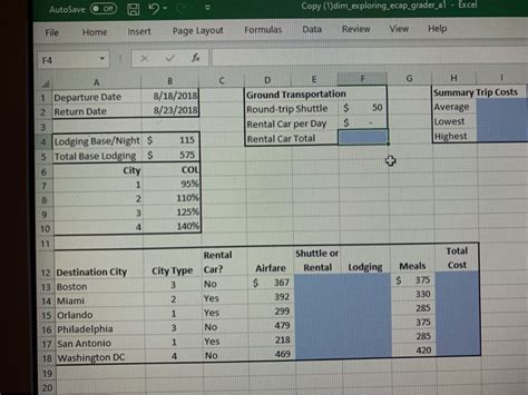 solved on the cities worksheet click cell f4 and enter a