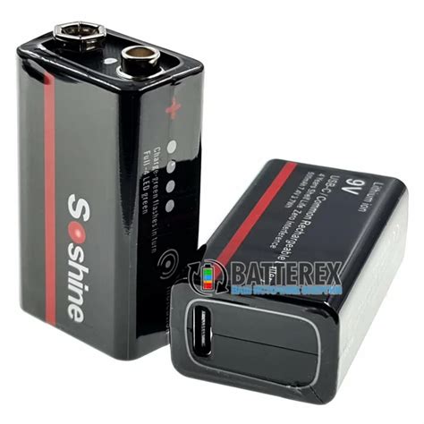 Аккумулятор Крона USB Type-C Li-ion Soshine 9V 500mah с индикатором ...
