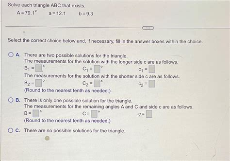 Solved Solve Each Triangle Abc That