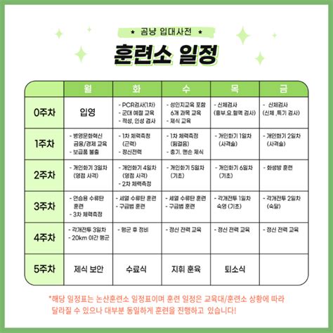 더쿠 훈련소 일정 가져왔어