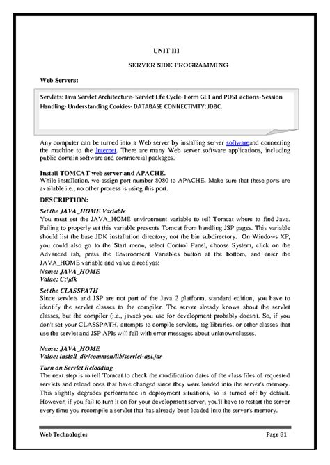 Unit3 Web Technology Lecturer Notes Unit 3 Web Servers Any