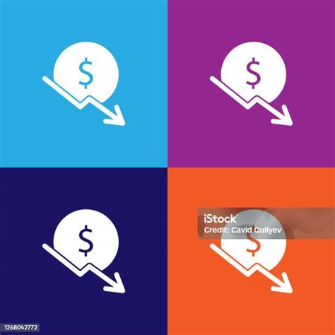 달러 는 여러 가지 빛깔의 배경에 글리프 일러스트 아이콘 떨어지는 가리기에 대한 스톡 벡터 아트 및 기타 이미지 가리기 감소 개념 Istock