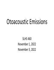SLHS Fa Lec OAEs Pdf Otoacoustic Emissions SLHS November November