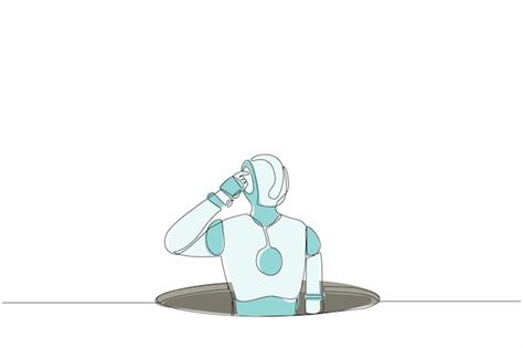 Premium Vector Single Continuous Line Drawing Confused Robot Emerges
