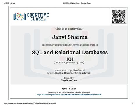 completed sql and relational database course with cognitiveclass ai