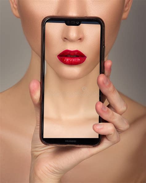 Close Up Perfect Natural Lip Makeup Beautiful Female Mouth Stock Image