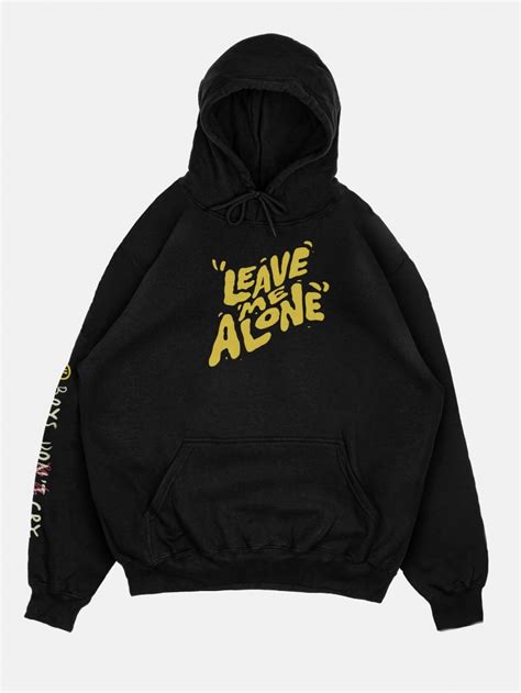 Худи LEAVE ME ALONE свободного кроя черный