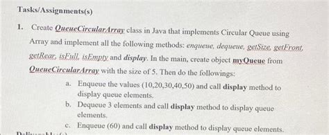 solved tasks assignments s 1 create queuecircular array