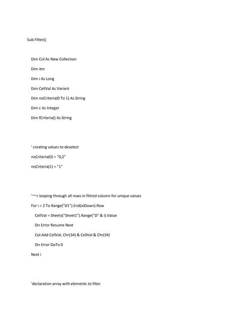 Vba Sub Filter Deselect Pdf