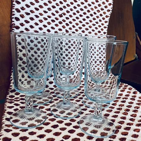 Goblets Vintage Blue Etsy