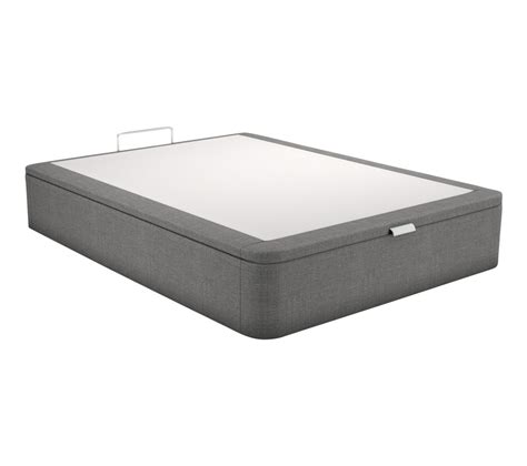 Sommier coffre 140x190 cm DREAMEA EDITION SONNY tissu gris silex Sommier déco BUT