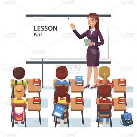 现代学校的课。小学生和小老师