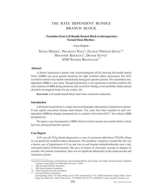 Pdf The Rate Dependent Bundle Branch Block Transition From Left Bundle Branch Block To