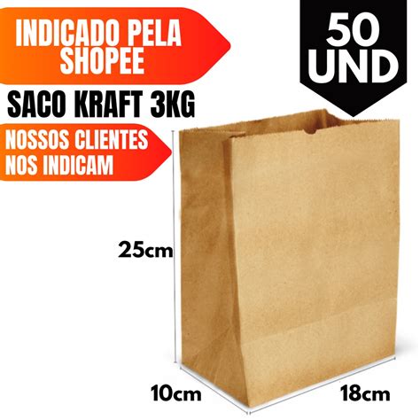 Saco Kraft Embalagem De Papel Craft Para Delivery C UND Escolha O Seu Tamanho Shopee Brasil