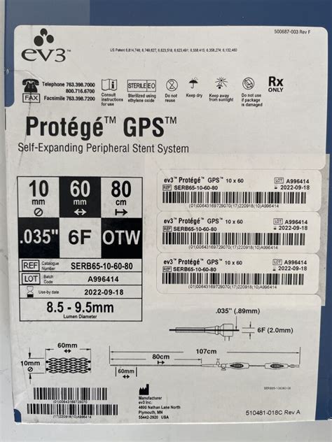 New Ev3 Protege Gps Serb65 10 60 80 Self Expanding Peripheral Stent