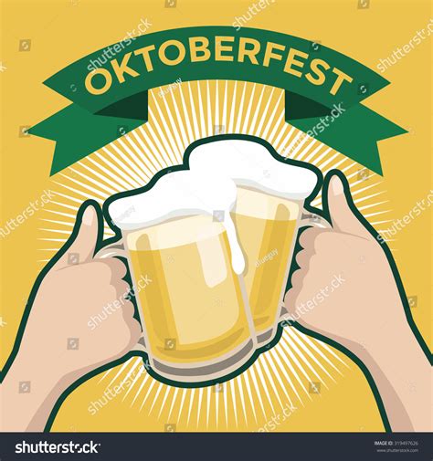Oktober Beer Festival Two Hands Toasting Stock Vector Royalty Free