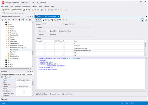 oracle objects editor for tables views triggers schemas