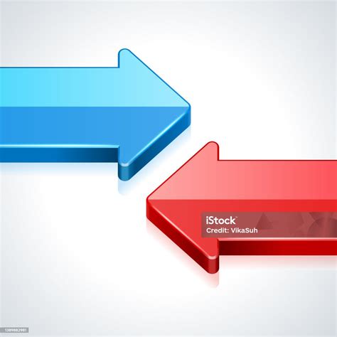 Opposite Directed Arrows Pointers Vector Template Blue Volumetric