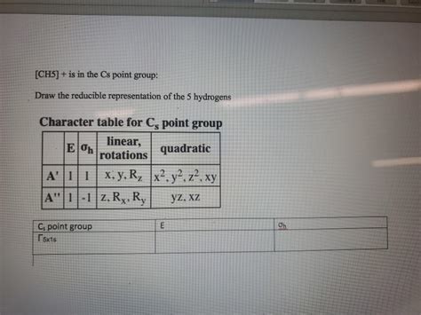Solved [ch5] Is In The Cs Point Group Draw The Reducible