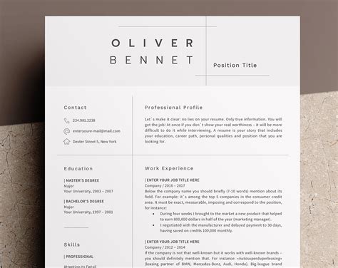 Minimalist Cv Template Word Marketing Manager Cv Resume Word Template