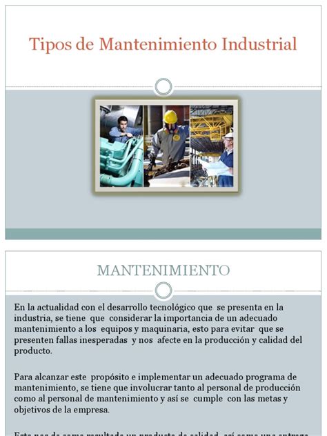 Tipos De Mantenimiento Industrial Download Free Pdf Medición