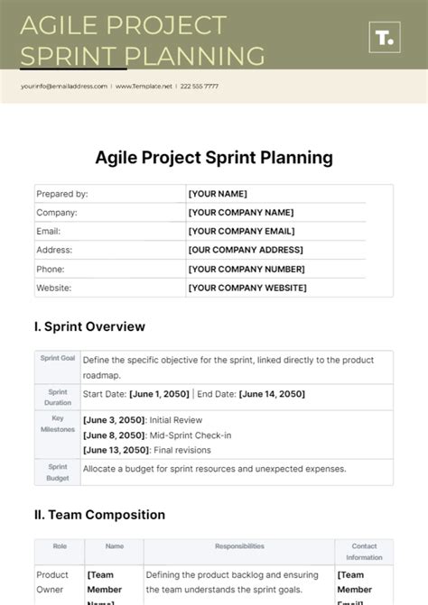 Free Agile Project Sprint Planning Template To Edit Online