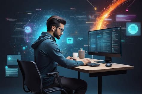 Html And Css Collage Concept With Person Programming And Api