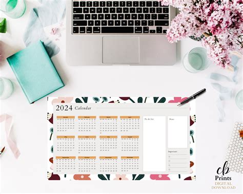 2024 Daisy Calendar One Page Calendar Year At Glance Printable Desk
