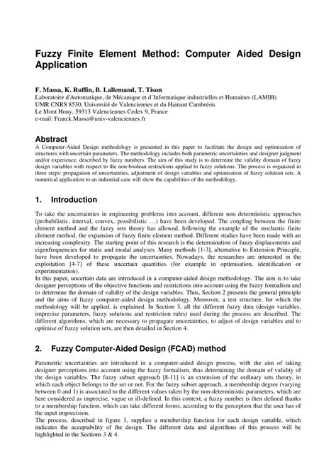 Pdf Fuzzy Finite Element Method Computer Aided Design Application