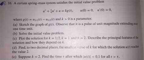 A Certain Spring Mass System Satisfies The Initial