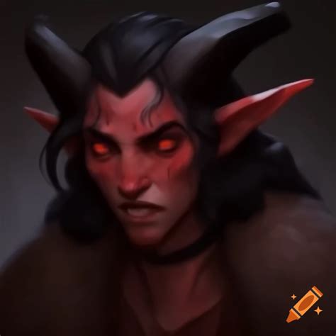 Dandd Character Portrait Of A Mysterious Female Tiefling With Dark Red