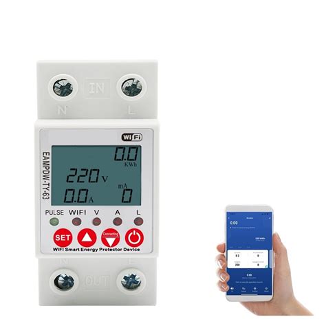 Buy Energy Meter 2p 63a Tuya Wifi Smart Circuit Earth Leakage Over Under Voltage Protector Relay