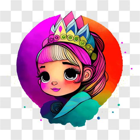 Download Vibrant Cartoon Girl With Elaborate Crown Png Online
