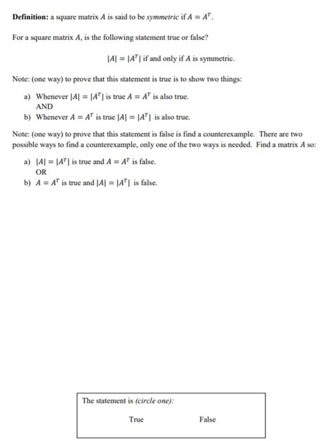 Solved Definition A Square Matrix A Is Said To Be Symmetric Chegg