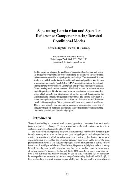 pdf separating lambertian and specular reflectance components using