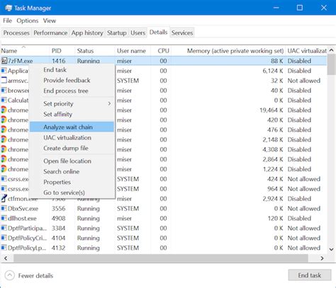 Windows 10 작업 관리자로 실행 중인 프로세스에 대한 세부 정보 보기